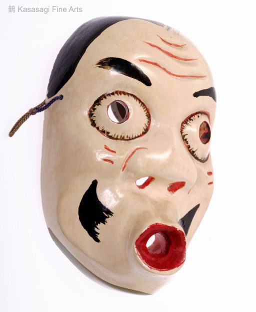 Old Japanese Hyottoko Wooden Mask - Kasasagi Fine Arts