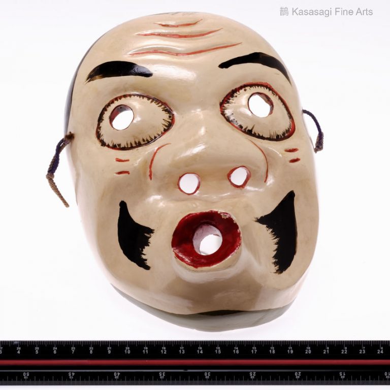 Old Japanese Hyottoko Wooden Mask - Kasasagi Fine Arts