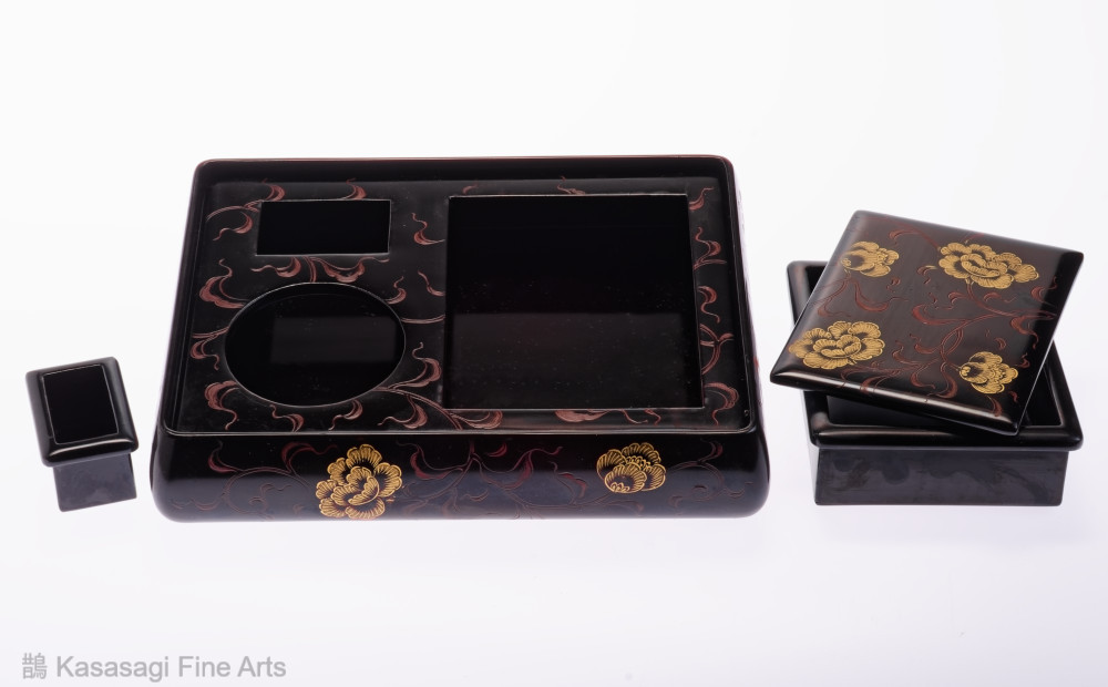 Antique Japanese Lacquer Writing Box - Kasasagi Fine Arts