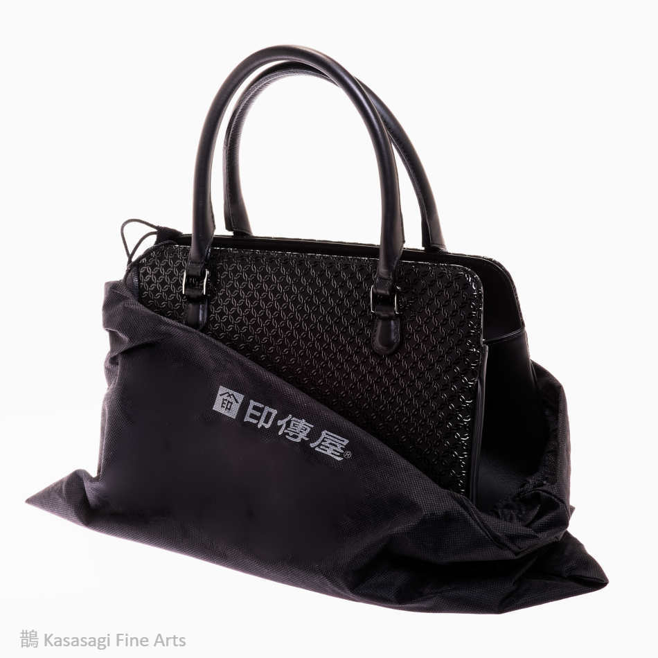 Japanese Premium Leather And Lacquer Classic Handbag - Kasasagi Fine Arts